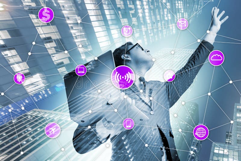 The Internet of Things Concept with Businessman Stock Illustration ...