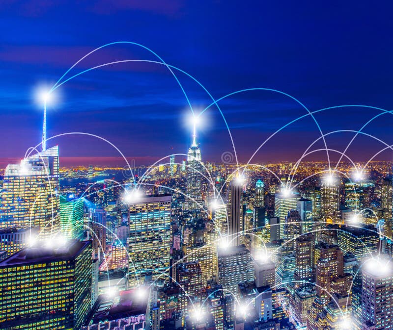 Internet of Things Concept in the City Stock Photo - Image of abstract ...