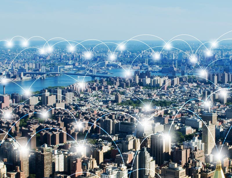 Internet of Things Concept in the City Stock Illustration ...