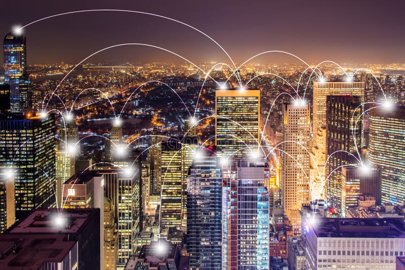 The Internet of Things Concept in the City Stock Photo - Image of ...