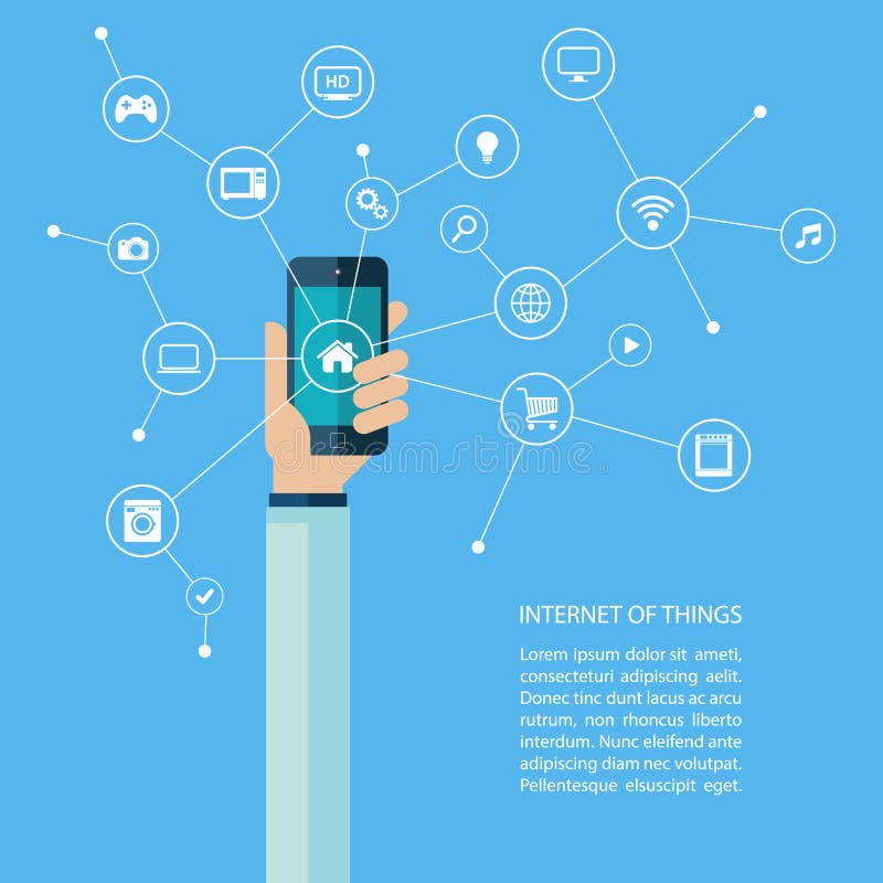 Internet of Things Concept with Human Hand Holding Smartphone. Stock ...