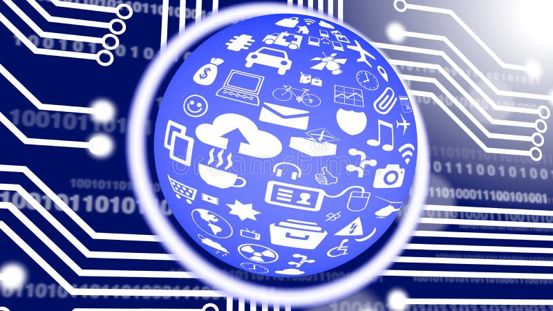 IOT Concept Globe with Icons Ring Stock Illustration - Illustration of ...