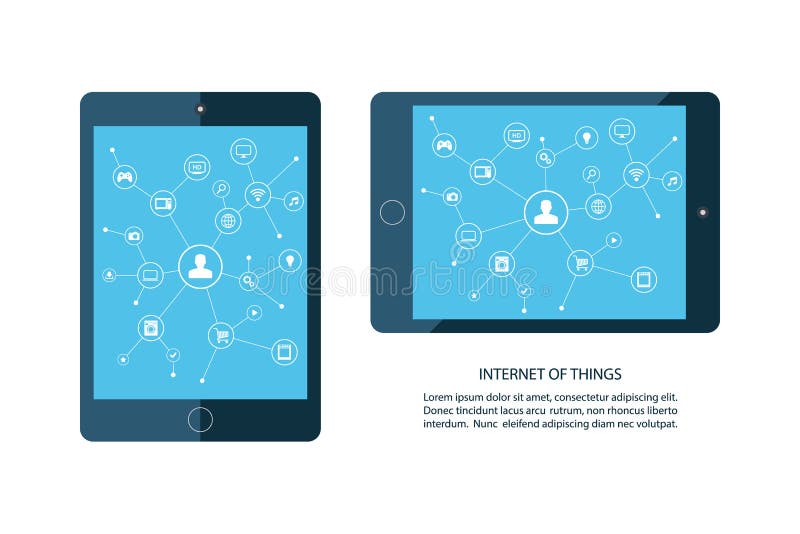 Internet of Things Concept. Mobile Tablet and Smart Home Devices Icons ...