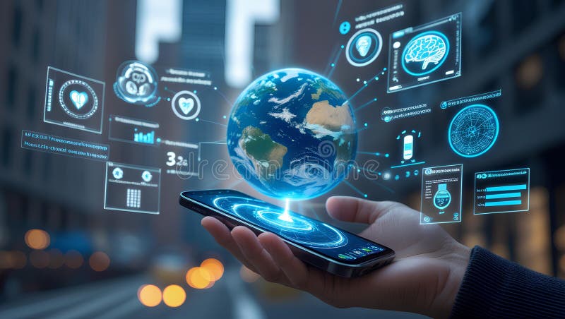 Internet of Things and Data Analytics: Digital Globe on Phone with ...