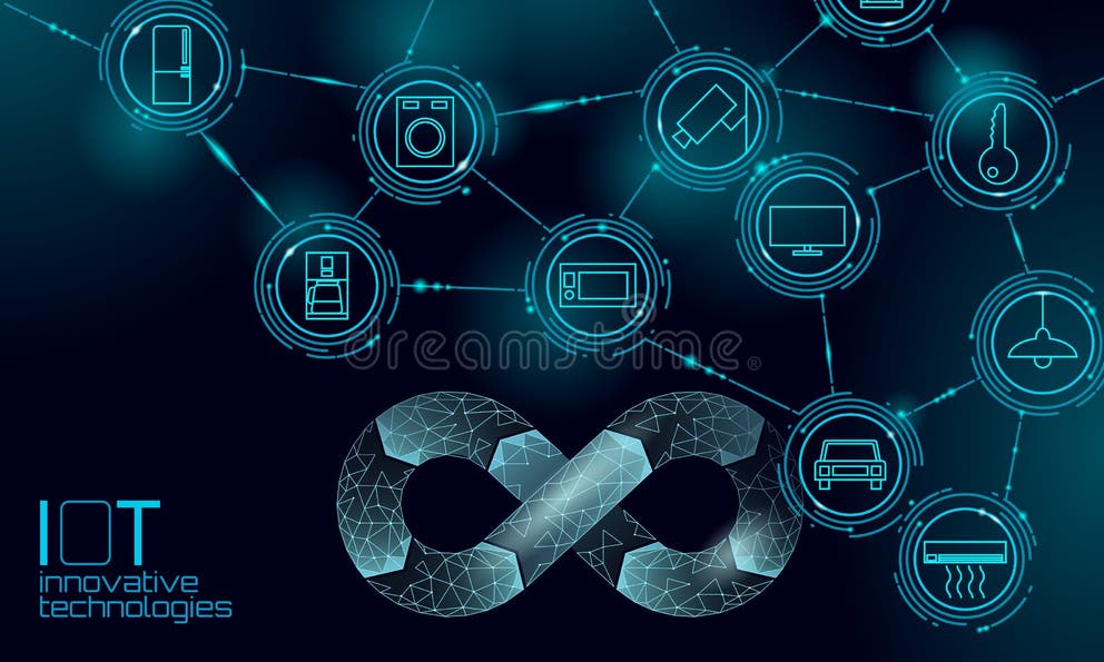 Internet of Things Devops Low Poly 3D Wire Mesh. Programmer ...