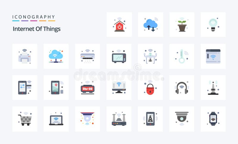 25 Internet of Things Flat Color Icon Pack Stock Vector - Illustration ...
