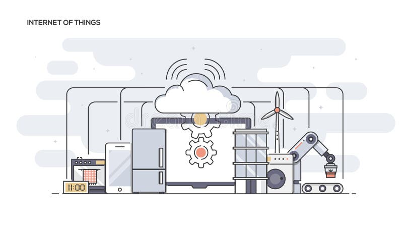 Internet of Things Flat Line Designed Banner Stock Vector ...