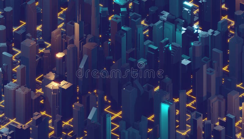 Cyberspace Game City. Internet of Things. Futuristic Technology ...