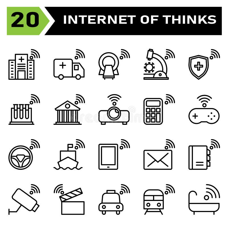 Internet of Things Icon Set Include Hospital, Clinic, Internet of ...