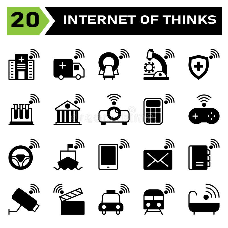 Internet of Things Icon Set Include Hospital, Clinic, Internet of ...