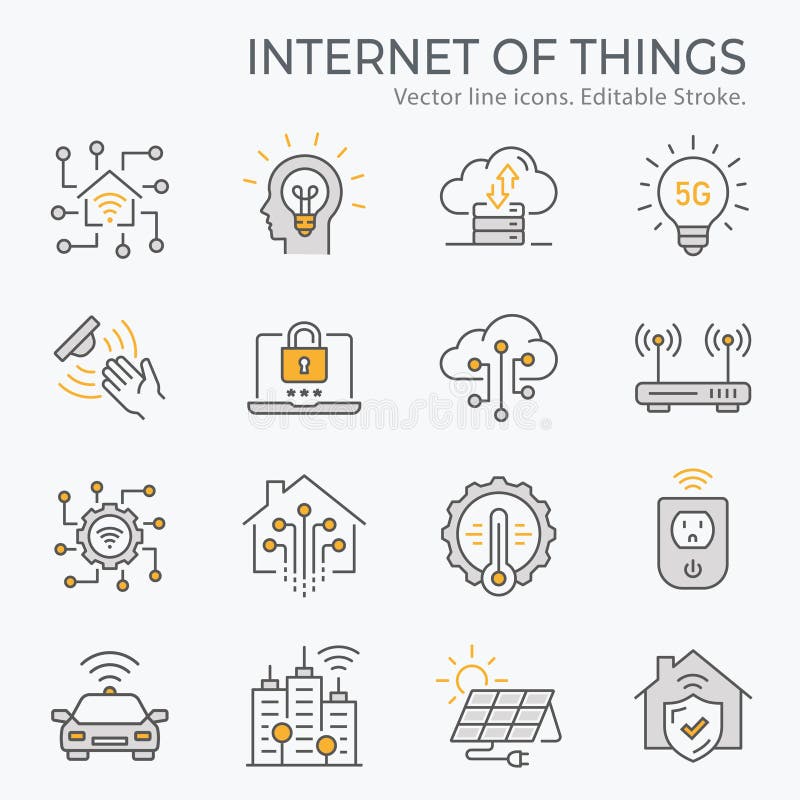 Internet of Things Icons, Such As Artificial Intelligence, Sensor ...