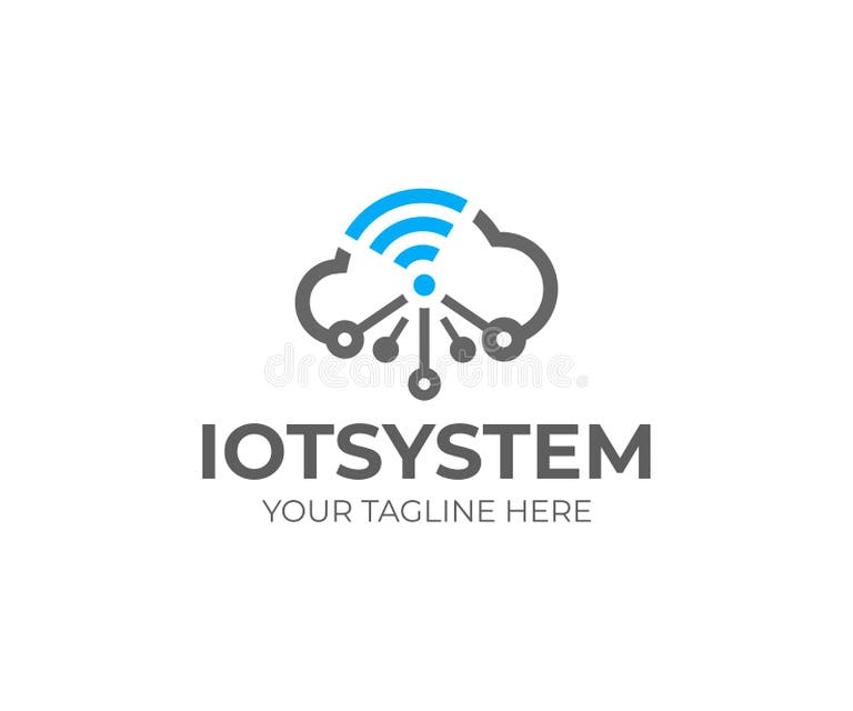 Internet of Things IOT, Logo Template. Network Cloud and Wi-fi Signal ...