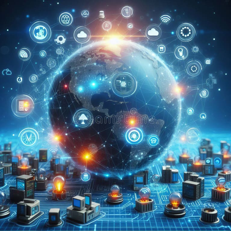 Internet of Things IoT Network of Physical Objects Embedded with Stock Illustration ...