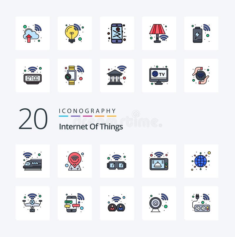 20 Internet of Things Line Filled Color Icon Pack Like World Global ...