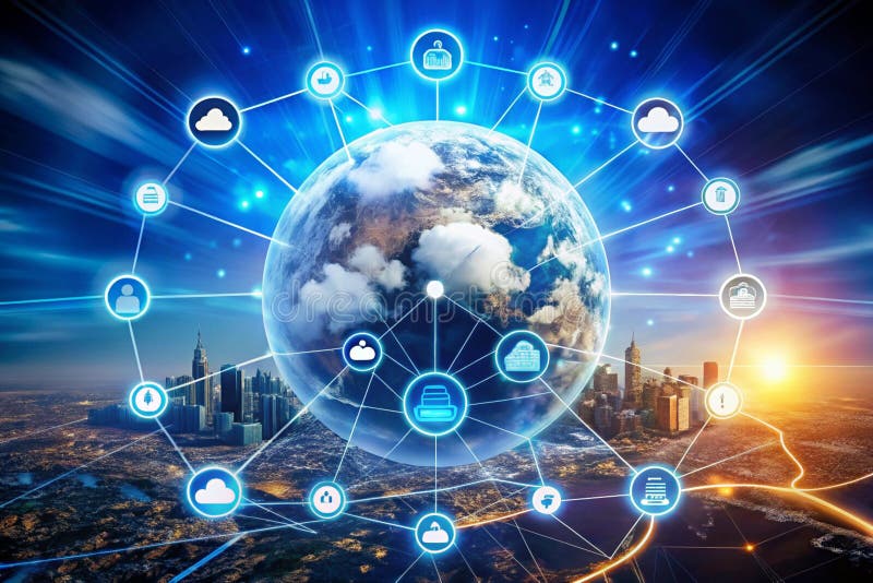 Internet of Things: Modern Community and Technology Stock Illustration ...