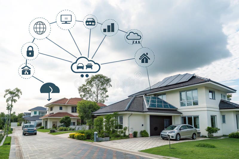 Internet of Things: Modern Community and Technology Stock Illustration ...