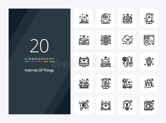 20 Internet of Things Outline Icon for Presentation Stock Vector ...