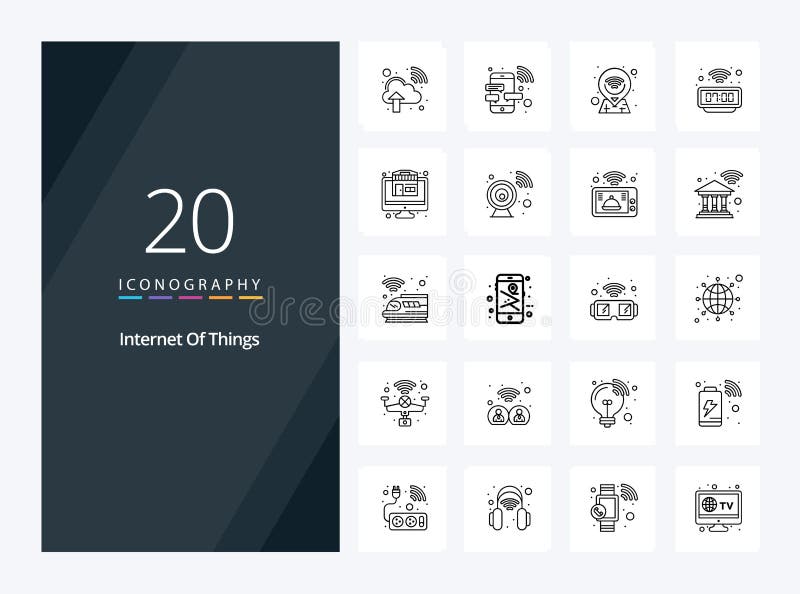 20 Internet of Things Outline Icon for Presentation Stock Vector ...