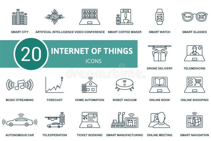 Internet of Things Outline Icons Set. Creative Icons: Smart City ...