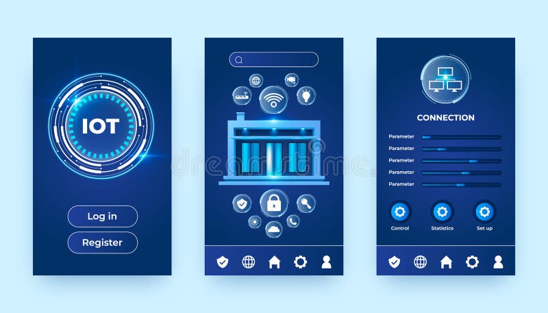 Internet of Things Realistic App Design Set Stock Illustration ...
