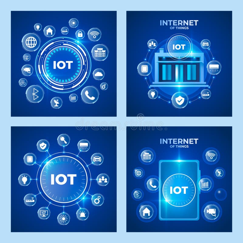Internet of Things Realistic Cards Set Stock Illustration ...