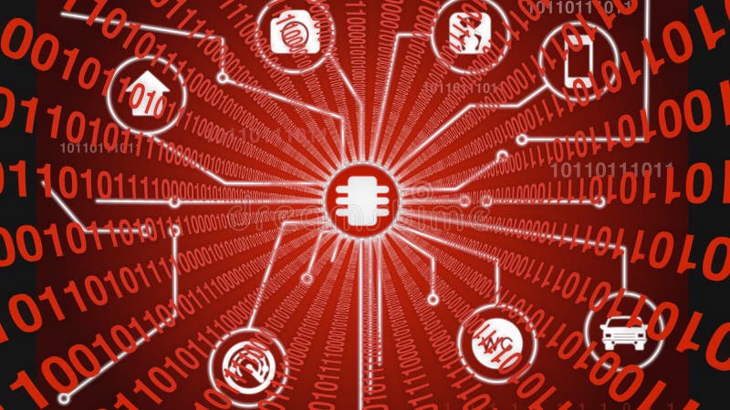 Internet of Things with Red Data Stream Stock Illustration ...