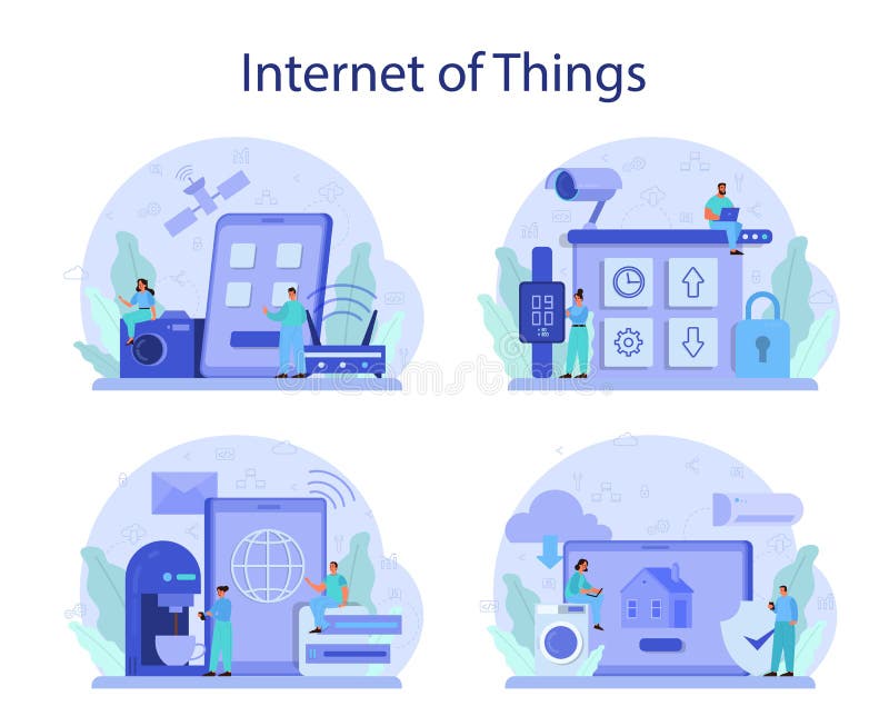 Internet of Things Set. Idea of Cloud, Technology and Home Stock Vector ...