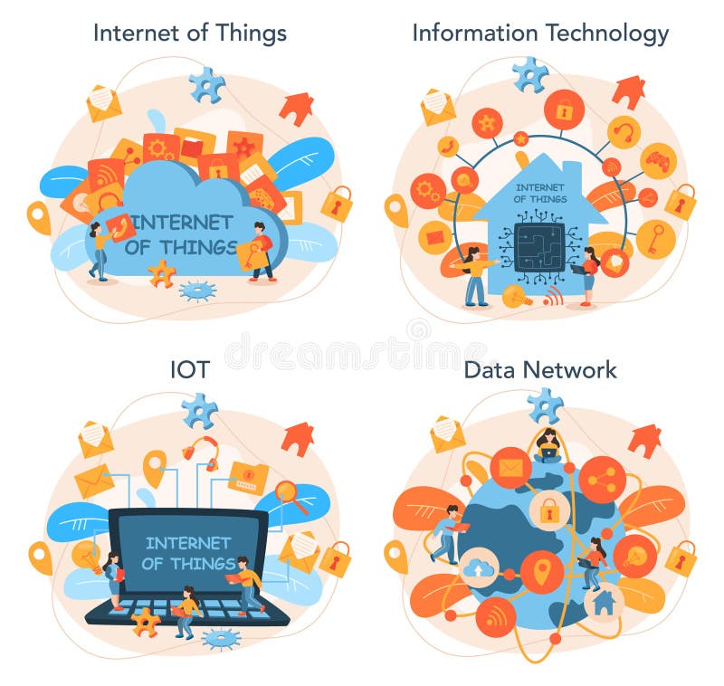 Internet of Things Set. Idea of Cloud, Technology and Home Stock Vector ...