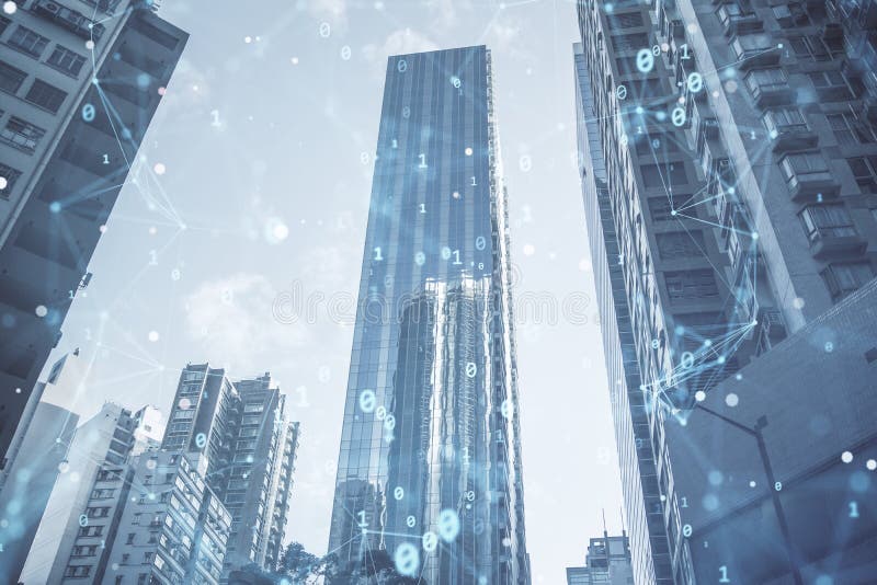 Internet of Things and Smart City Concept with Abstract Digital Binary ...