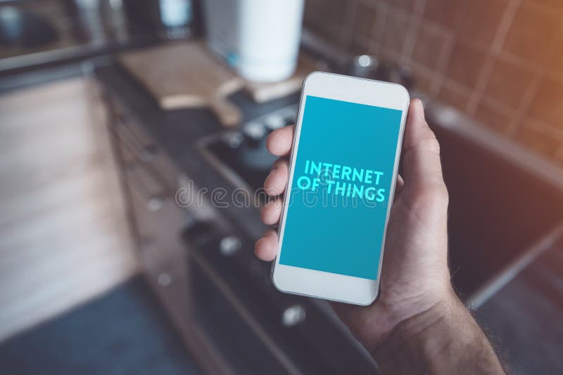 Internet of Things, Smartphone Connecting with Ceramic Stove Top Stock ...