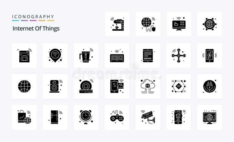 25 Internet of Things Solid Glyph Icon Pack Stock Vector - Illustration ...