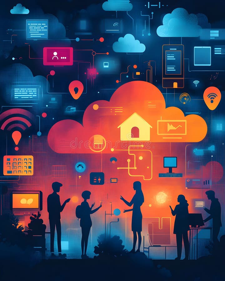 Internet of Things Technology in Everyday Life Stock Illustration ...