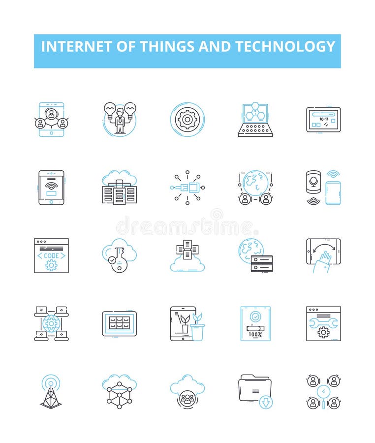 Internet of Things and Technology Vector Line Icons Set. IoT ...