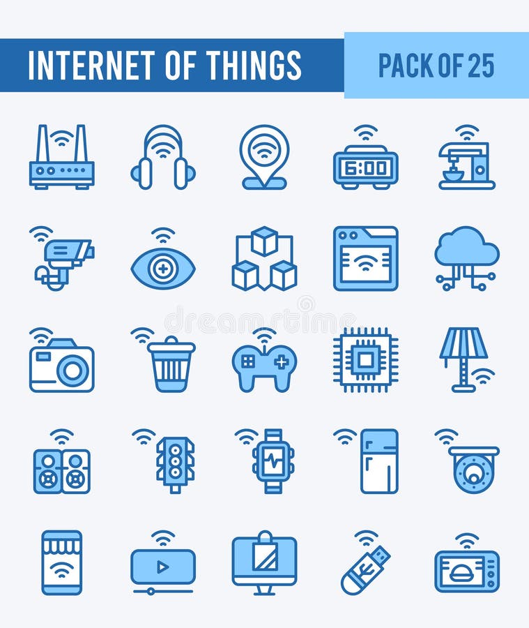 25 Internet of Things. Two Color Icons Pack. Vector Illustration Stock ...