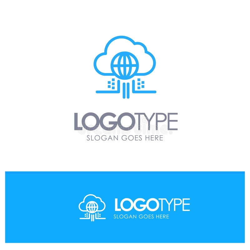 Internet, Think, Cloud, Technology Blue Outline Logo Place for Tagline ...