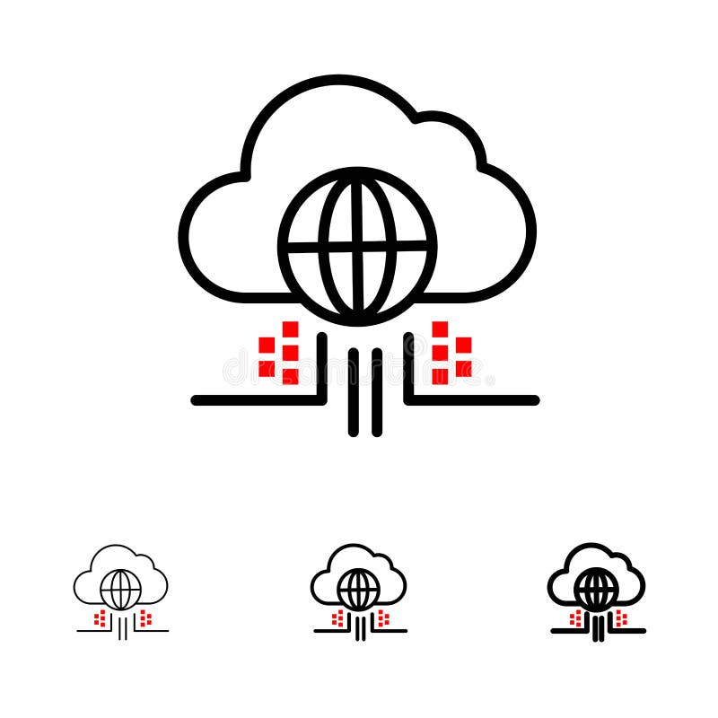Internet, Think, Cloud, Technology Bold and Thin Black Line Icon Set ...