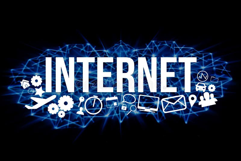 Internet Title Isolated on a Background and Surounded by Multimedia ...