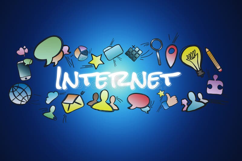 Internet Title Isolated on a Background and Surounded by Multimedia ...