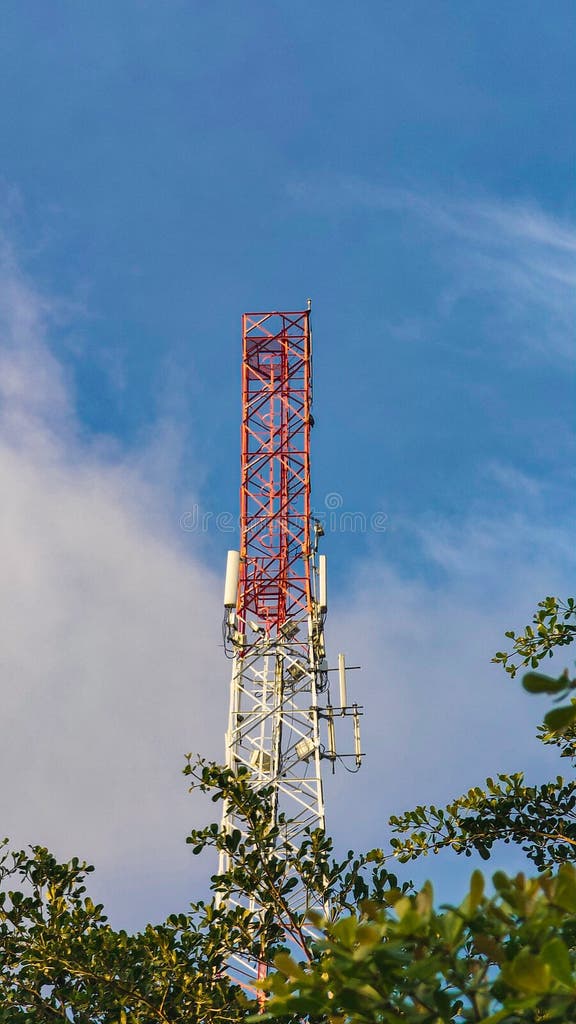 Internet tower when sunset stock photo. Image of scenery - 261766846