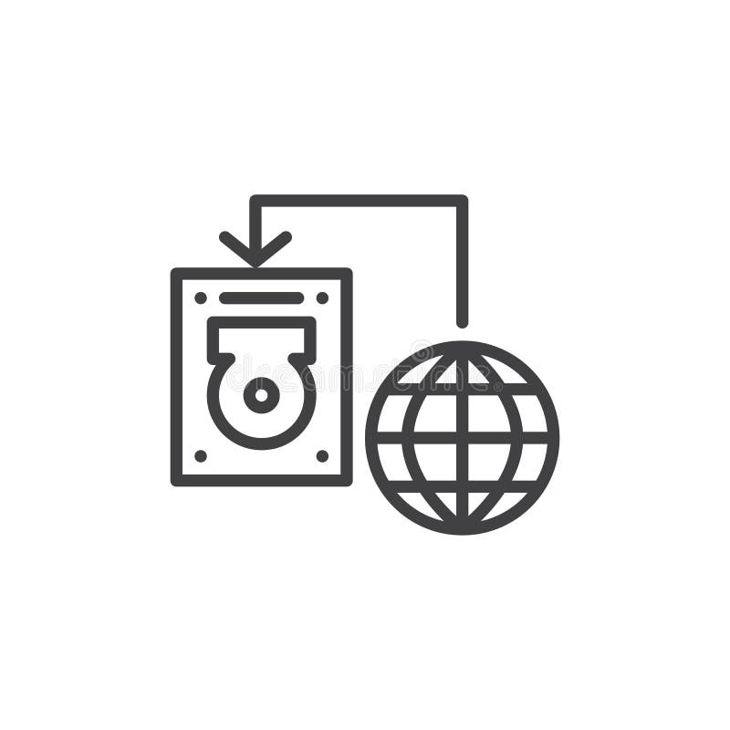 Hard Drive Network Line Icon Stock Vector - Illustration of recovery ...