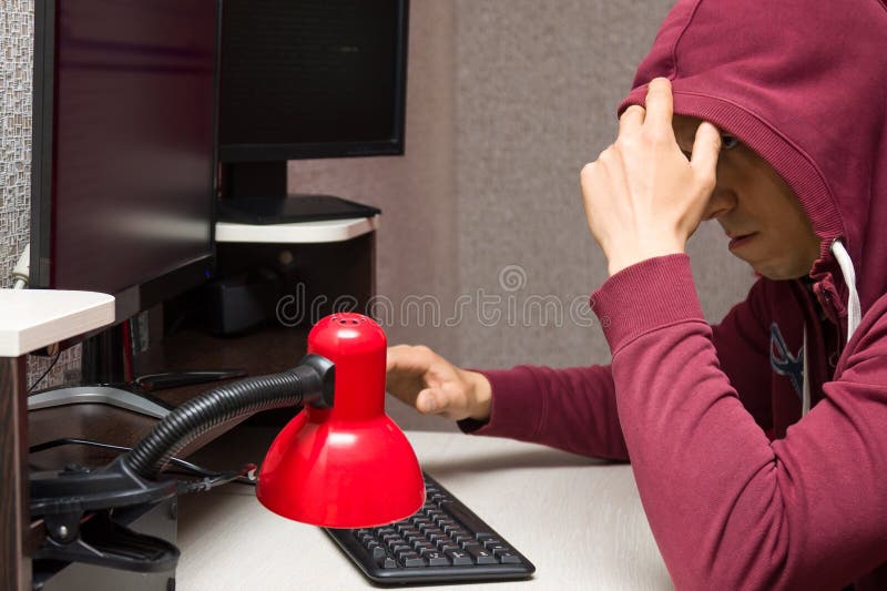 Internet Troll Using the Computer. Bad and Ugly Man Writing Nasty ...