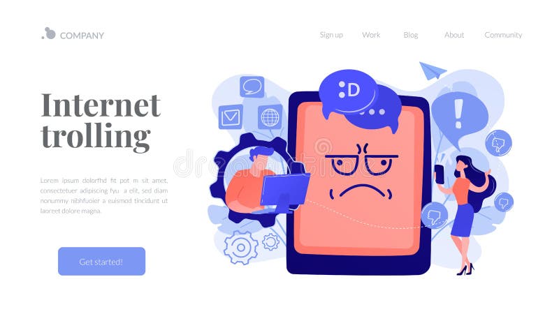 Internet Trolling Concept Landing Page. Stock Vector - Illustration of ...
