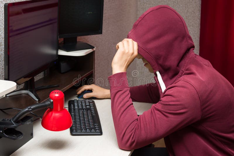 Internet Troll Using the Computer. Bad Man Writing Nasty Things on the ...