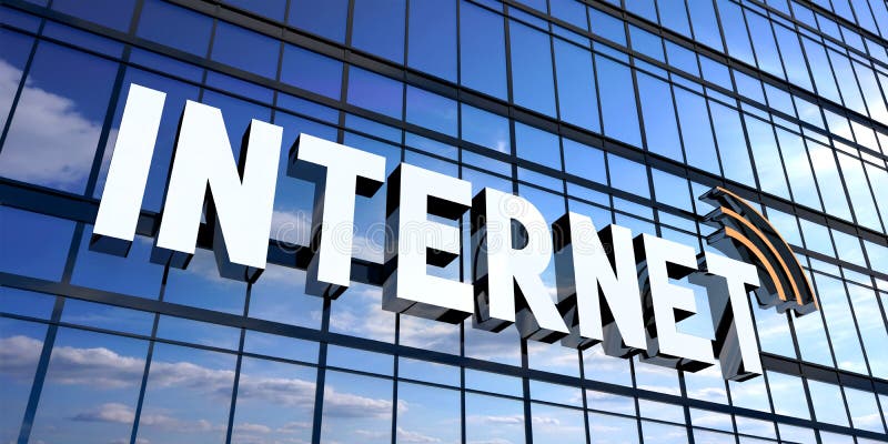 Internet - Typographical Concept, Sign on Glass Building Stock ...