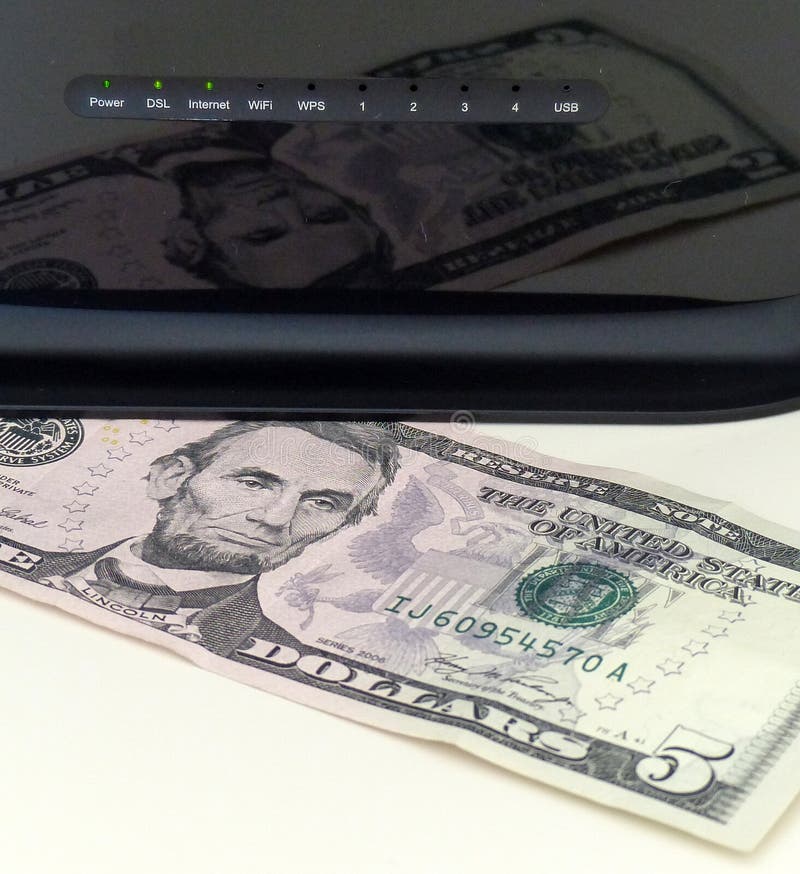 Internet Usage Fee Increase, Modem and 10 Dollars Next To it Stock ...