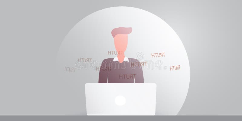 Internet User Behind a Laptop Computer Sitting in an Information Bubble ...