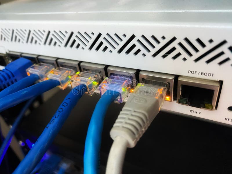 Internet or UTP Network Cable Connected To the Patch Panel or Router ...