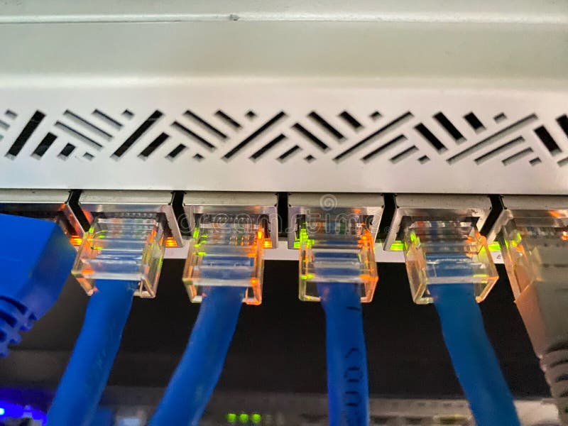 Internet or UTP Network Cable Connected To the Patch Panel or Router ...