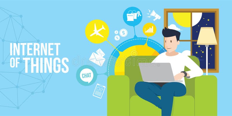Internet Van De Toegang Internet Van De Dingenmens Met Laptop Vector ...