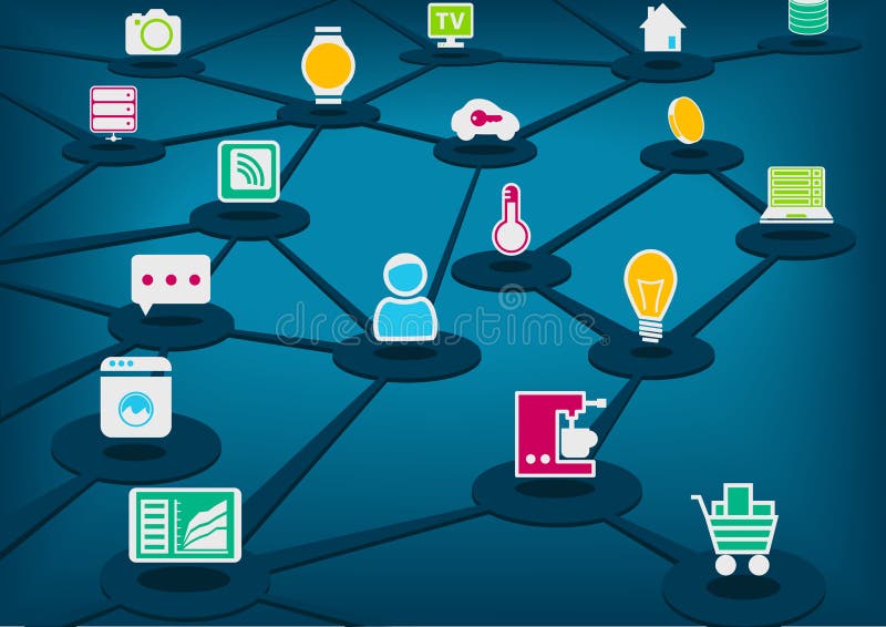 Internet of Things, Illustratie Met Verbonden Apparaten Vector ...